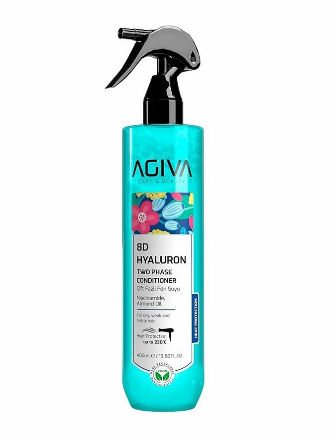 AGİVA Спрей-кондиционер 2-х фазный термозащита, 8D Hyoluron Pro Care, 400 мл
