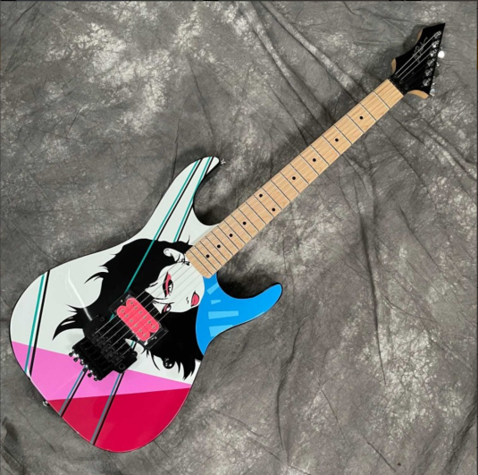 SC Style Electric Guitar, Beautiful Girl Graphic Finish, H Pickup, Tremolo System, 6-String