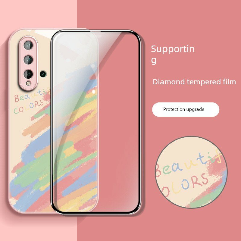 Чехол с водяной краской розовое сердце с закаленным стеклом для Huawei Nova 13 Pro, розовый, премиум чехол