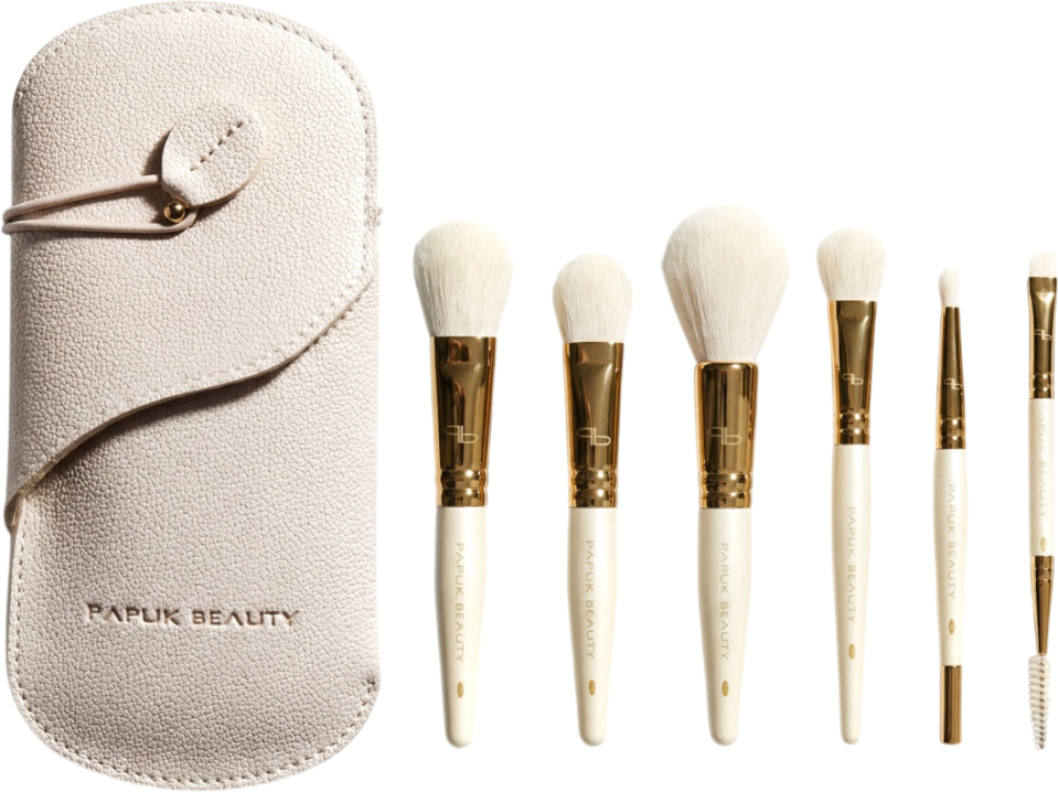 Papuk Beauty Набор кистей для макияжа в футляре, молочный Makeup Brushes In Case Milk 1 шт.