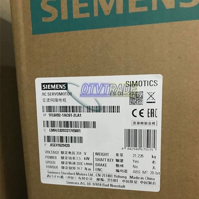 Модуль SIEMENS Servo Motor 1FL6092-1AC61-2LA1