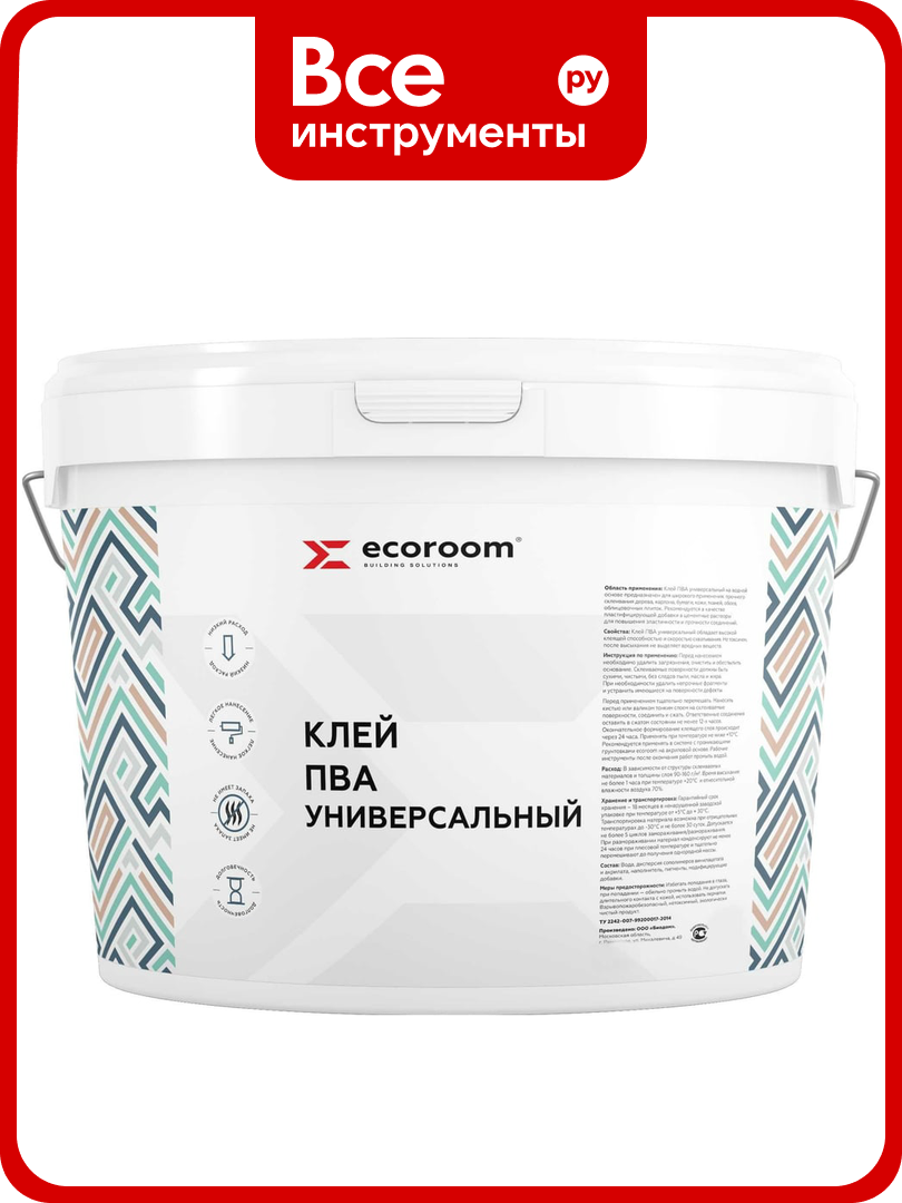 Клей ПВА ECOROOM универсальный, 10 кг E-Клей-89/10