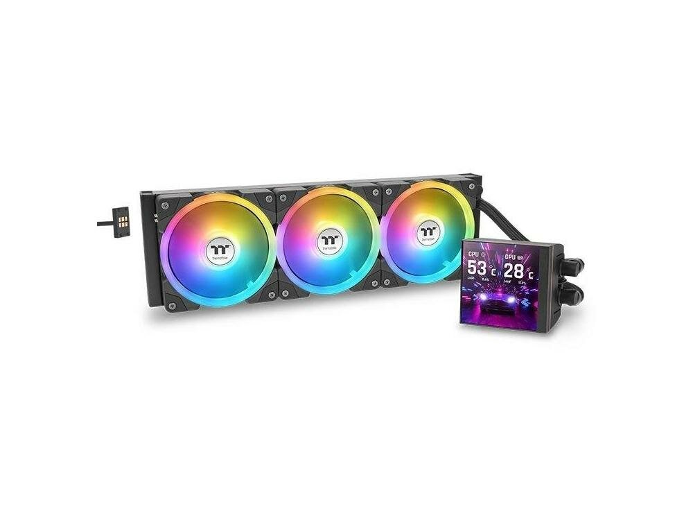Система водяного охлаждения Thermaltake MAGFloe 360 Ultra ARGB Soc-AM5/AM4/1200/1700/1851 черный 4-pin 30.6-32.5dB Al LCD 355W Ret (CL-W432-PL12SW-A)