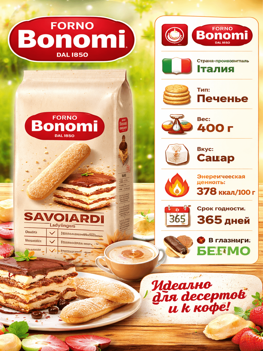 Печенье Forno Bonomi Савоярди, 400г