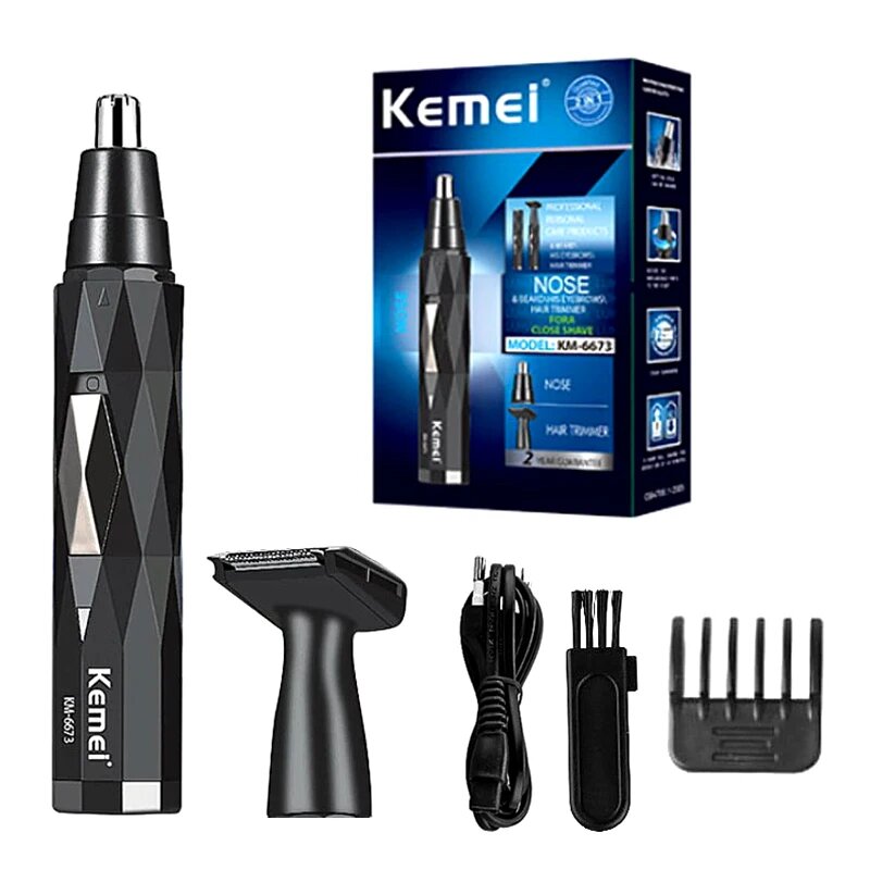Kemei KM-6673 перезаряжаемый триммер для носа и ушей