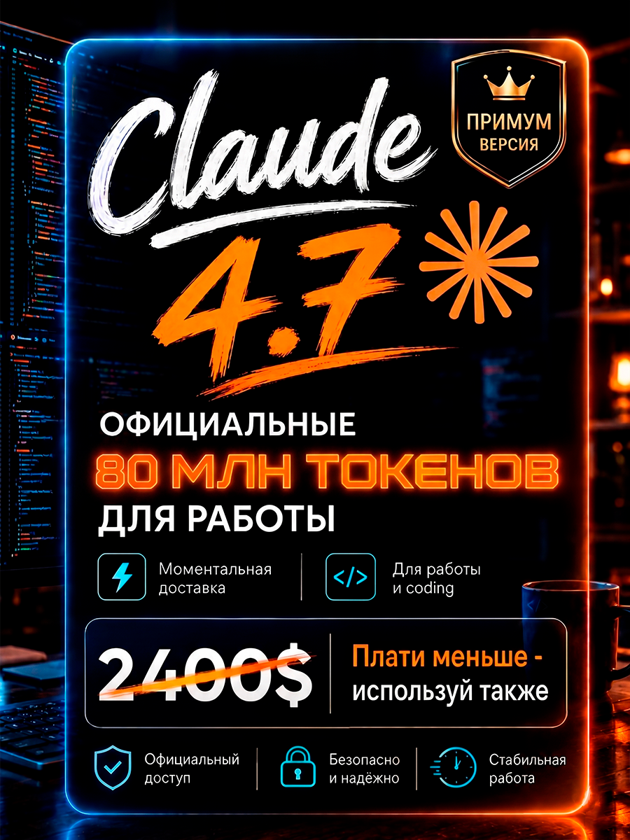 Claude Opus 4.8 API-ключ 80 МЛН токенов | Официальный API ключ для Claude 80 млн токенов