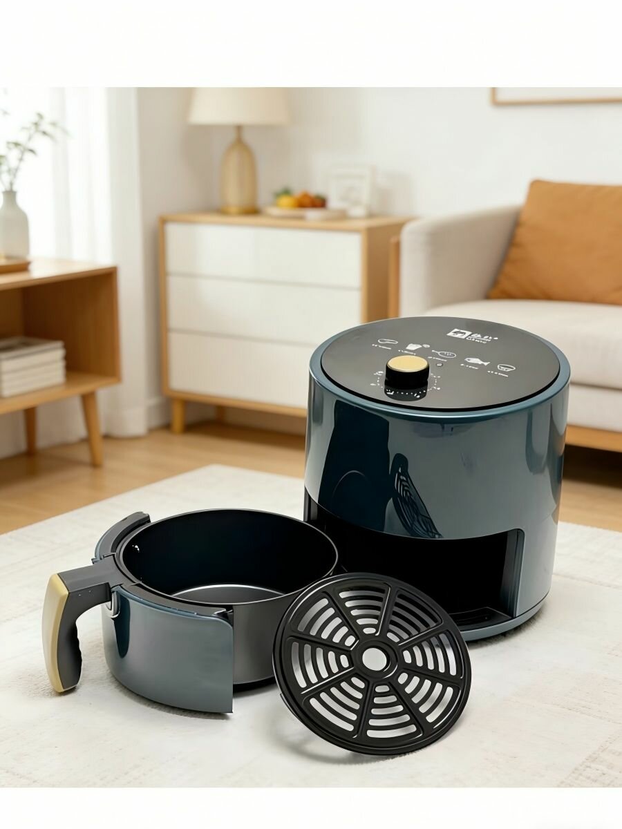 Фритюрница Camel air fryer 6Л бытовая электрическая духовка большой емкости бежевая визуальная фритюрница