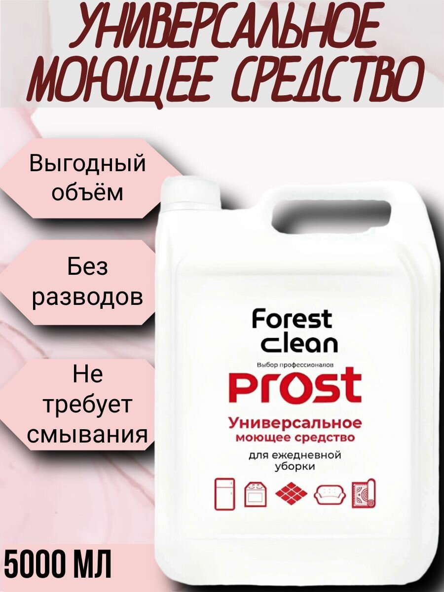 Моющее средство Forest Clean, универсальное, без запаха, для уборки, канистра, 5 л