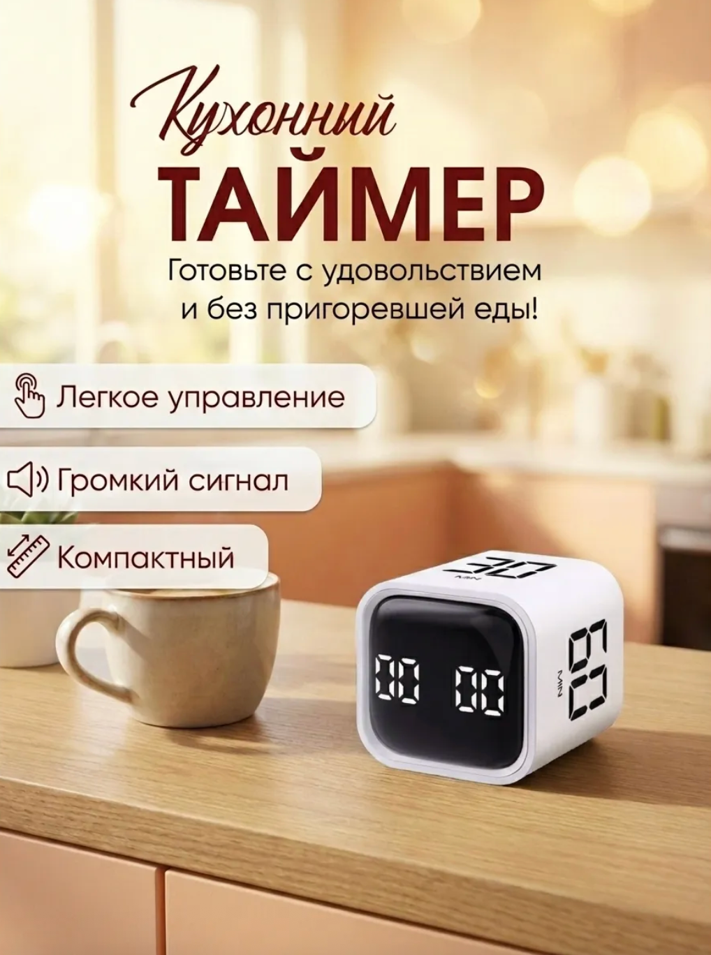 Таймер электронный/ Таймер кухонный/ Таймер для кухни/ Таймер цифровой