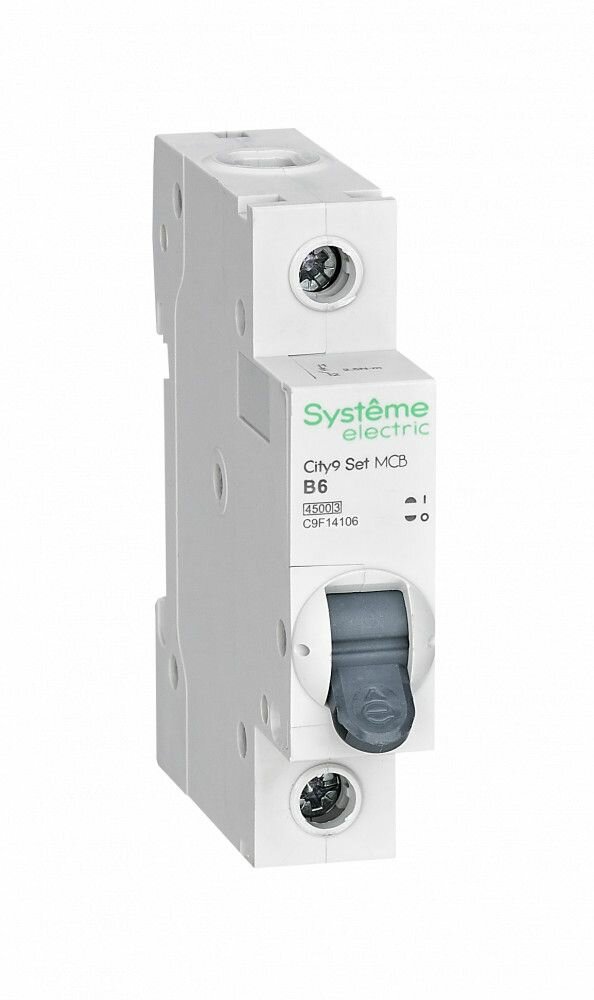 Автоматический выключатель Systeme Electric однополюсный, 6 А, B 4,5kA, 230 В, City9 Set