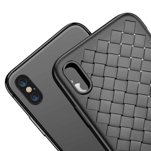 Чехол накладка для Apple iPhone XS Max Woven Pattern Design Soft черный силикон