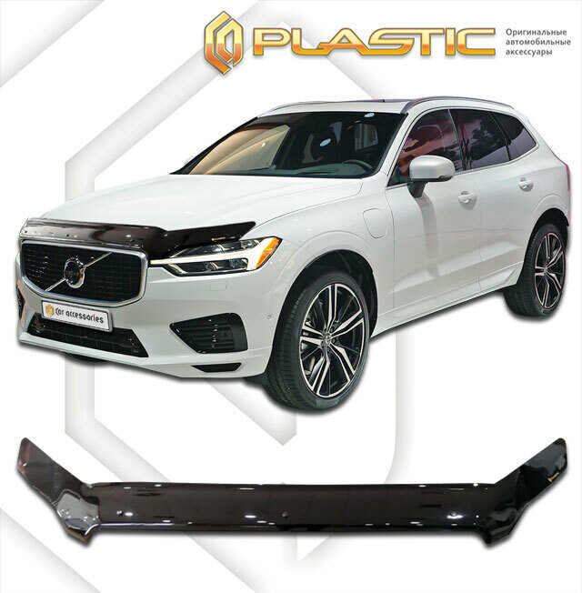 Дефлектор капота Volvo XC60 2017 н. в. Черный глянцевый СА Пластик