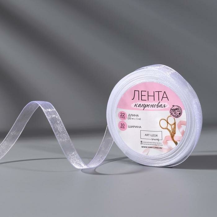 Лента капроновая, 10 мм, 20 1 м, цвет белый 1