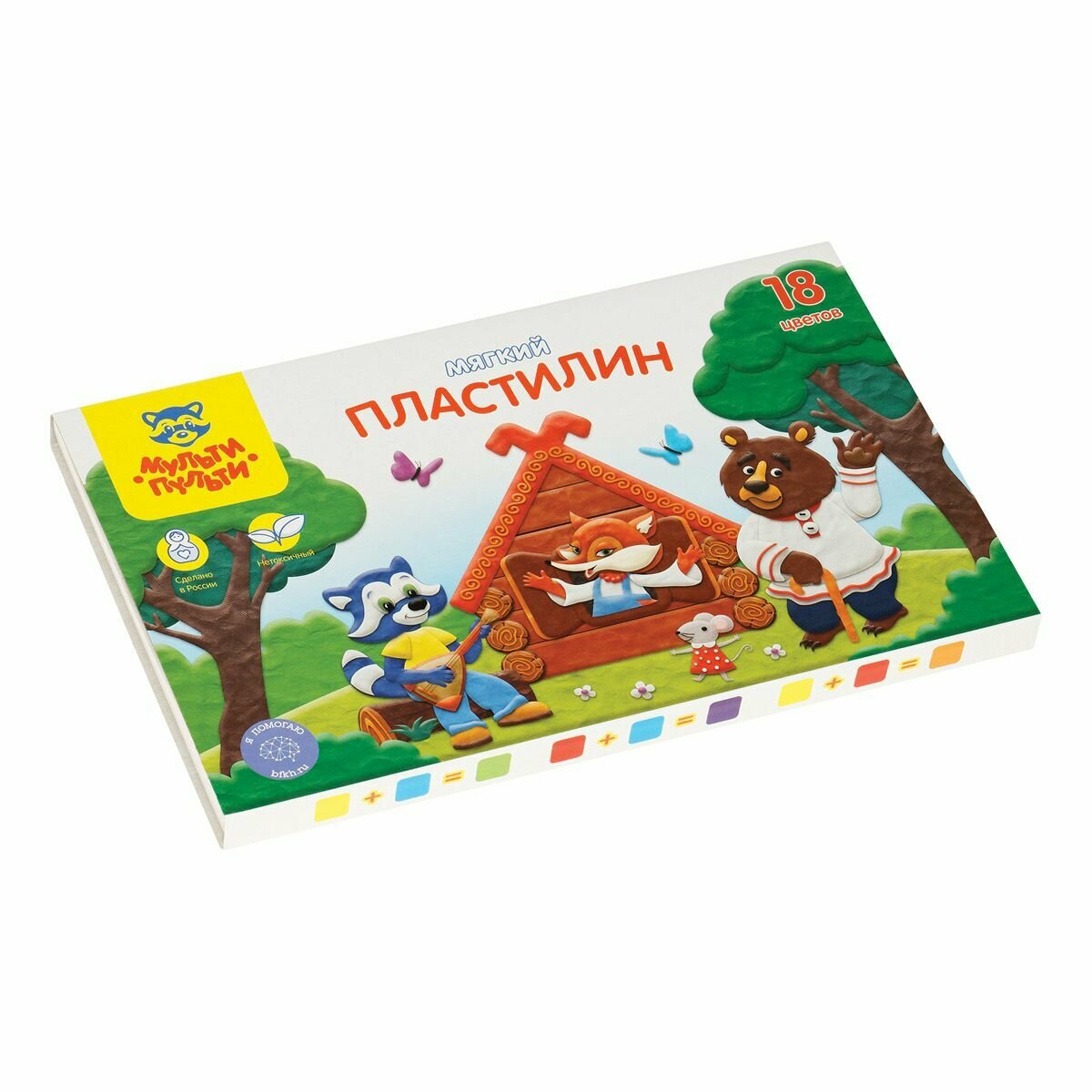 Пластилин для школы Мульти-Пульти "Енот в сказке", 18 цветов, 216гр, со стеком, картон