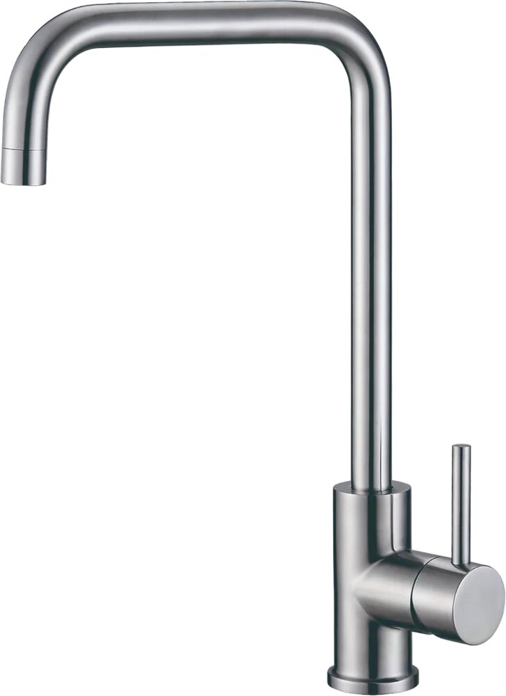 Смеситель для кухни BelBagno BB-LAM03A-IN с поворотным изливом, глянцевый, однорычажный, сатин, нержавеющая сталь, с керамическим картриджем