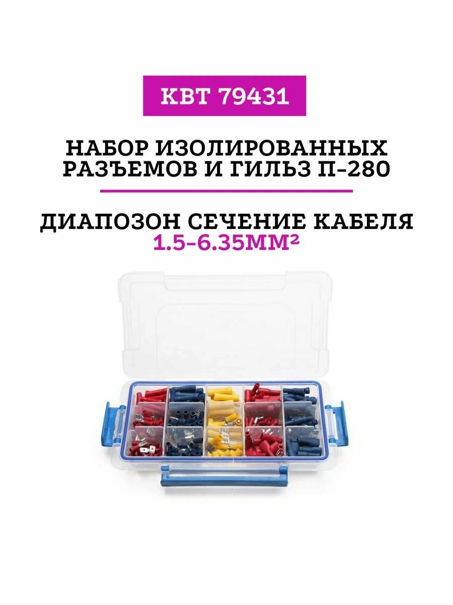 Изолированные разъемы от 0.25 до 6 мм, в кейсе П-280 (КВТ), 79431