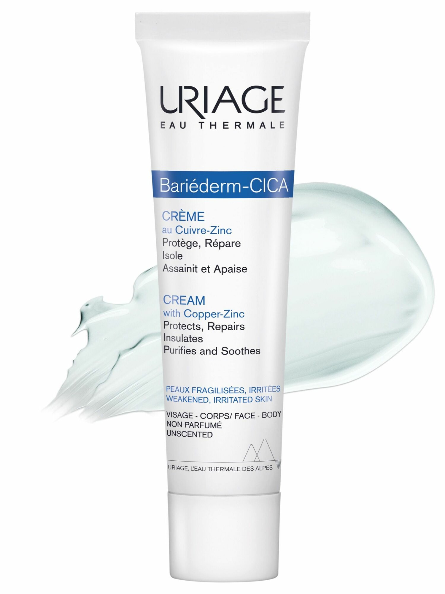 Урьяж Цика-крем для лица и тела восстанавливающий Uriage Bariederm Cica-Creme Reparatrice au Cu-Zn против раздражений, с медью и цинком, 40 мл