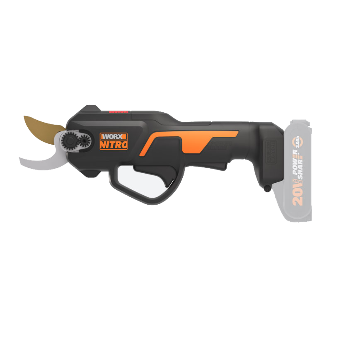 Аккумуляторный секатор Worx WG330E.9, Li-Ion 20 В, диаметр реза 25 мм, без АКБ и ЗУ, черный