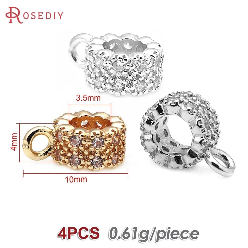Подвески Rosediy, 18K Gold Color, 10x4MM, 4шт