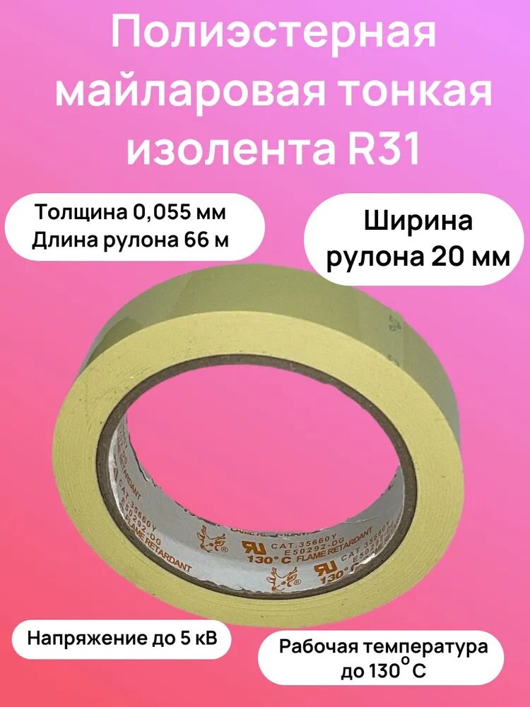 Изолента 20 мм 66 м 55 мкм, 1 шт.