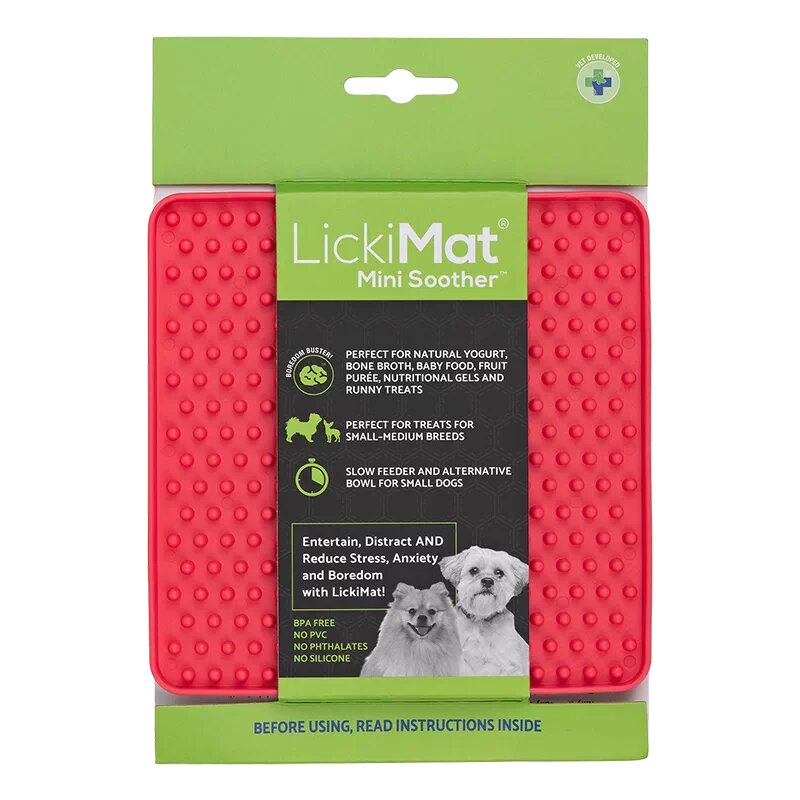 LickiMat Mini Soother игрушка для собак с лизанием, умственное развлечение, 15x15 см, розовый, нескользящая