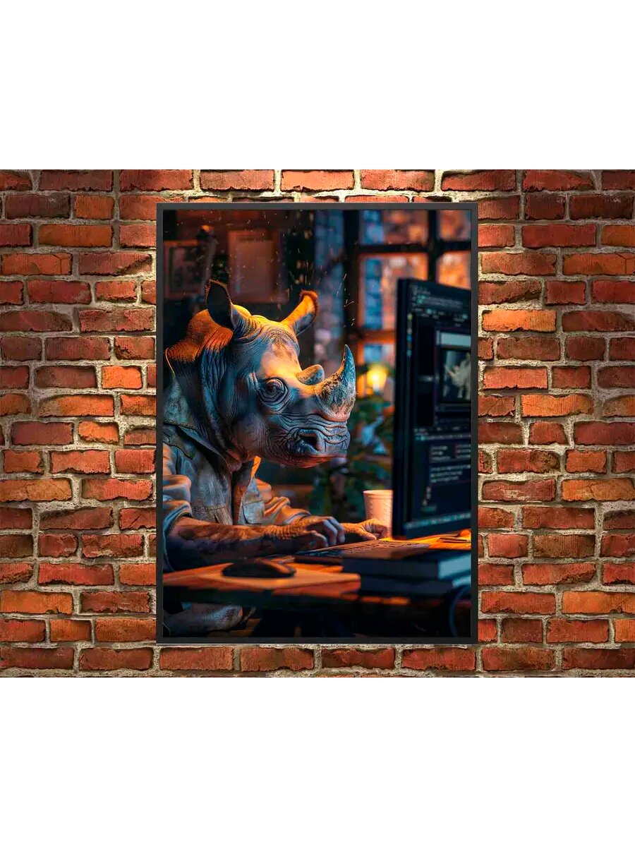 Программист для животных-носорогов 3, Плакат 30x42см