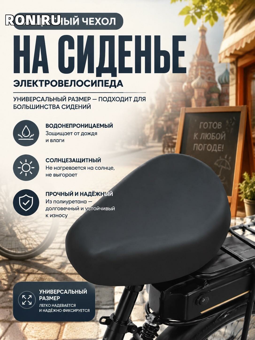 Защитный чехол на сиденье электровелосипеда водонепроницаемый полиуретановый, солнцезащитный, универсальные наборы
