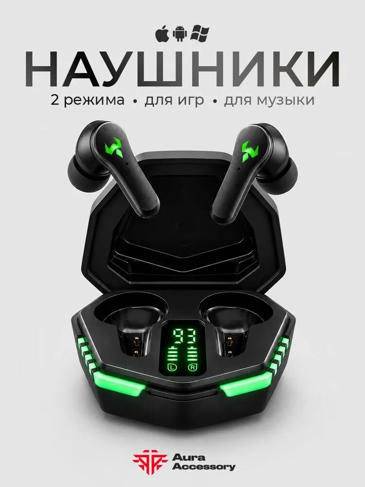 Наушники беспроводные TWS N35 для телефона с микрофоном Bluetooth с подсветкой, с зарядным кейсом, гарнитура