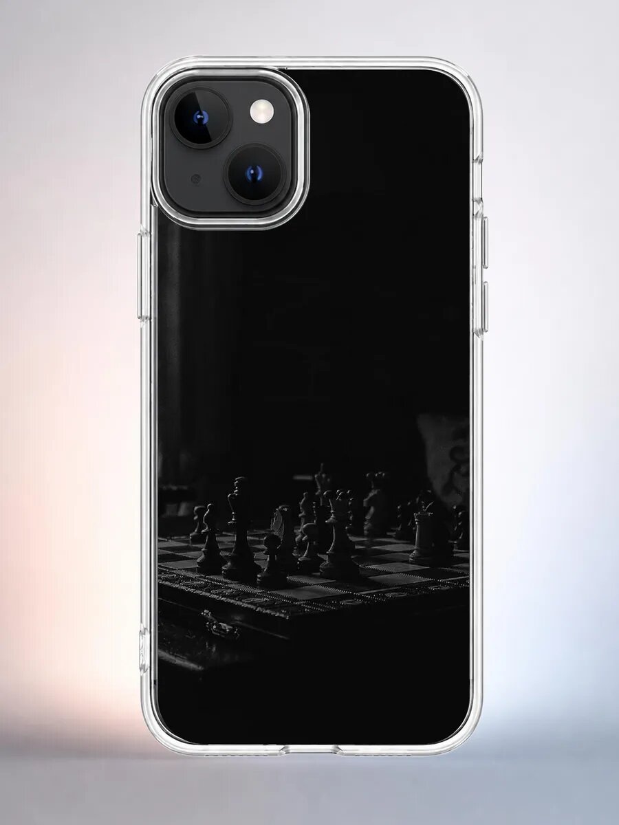 Чехол iPhone 14 Шахматы в тени силиконовый прозрачный