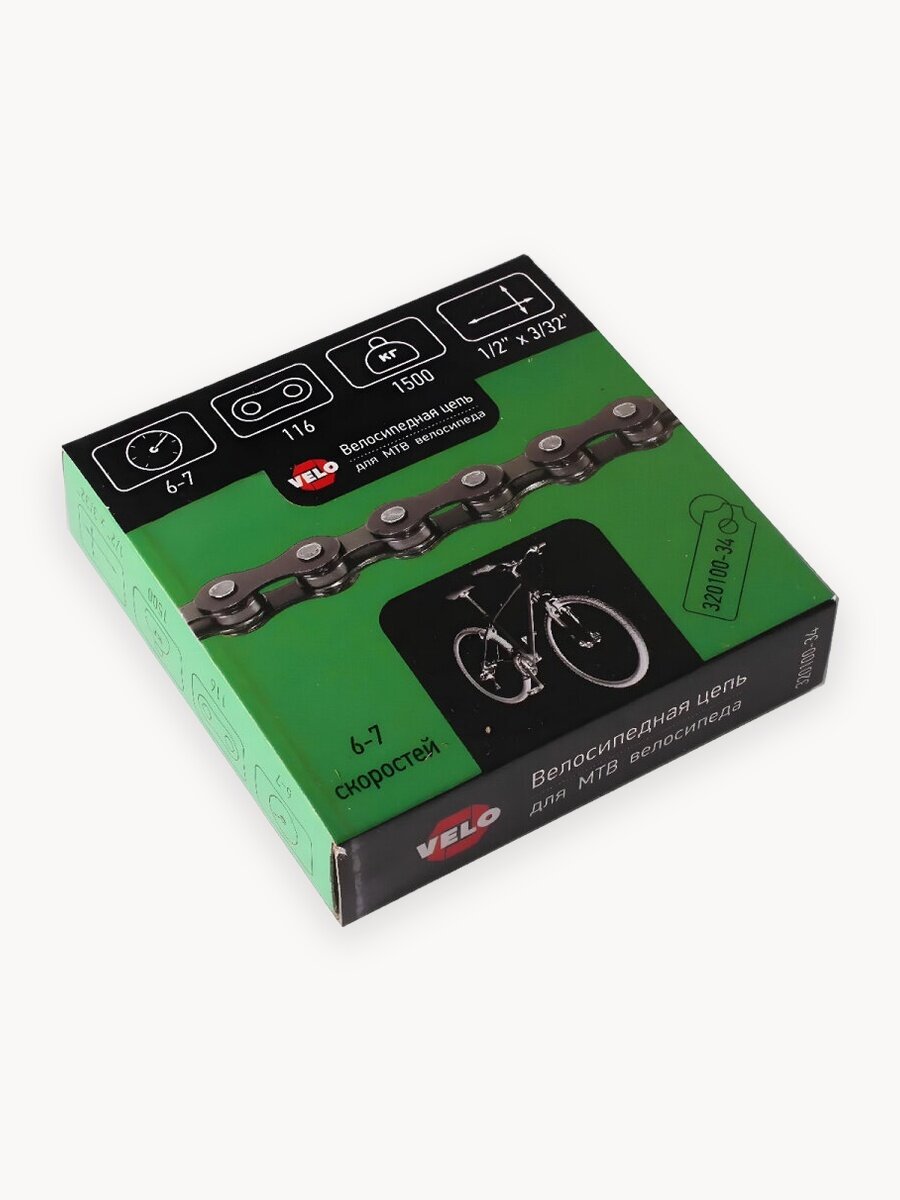 Цепь для велосипеда VELO усиленная 116 звеньев 6-7 скоростей