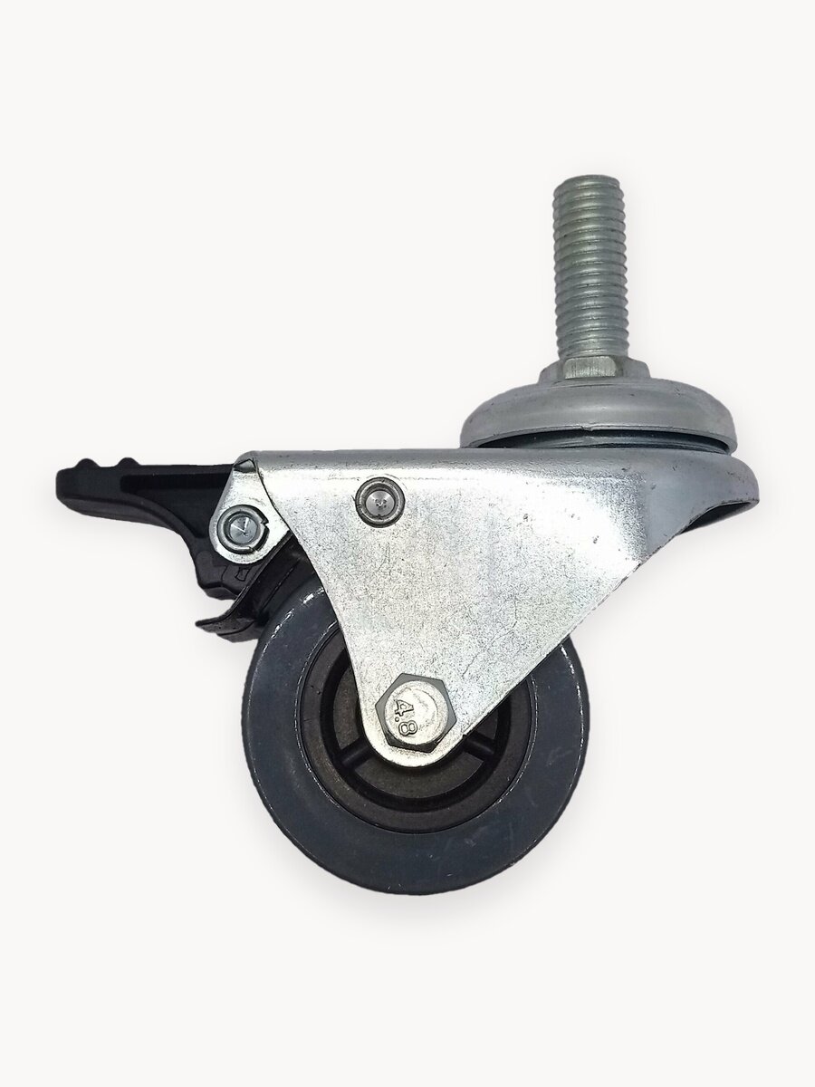 Колеса для тележек сдвоенное 50мм с болтом М12х30 мм с тормозом ПВХ