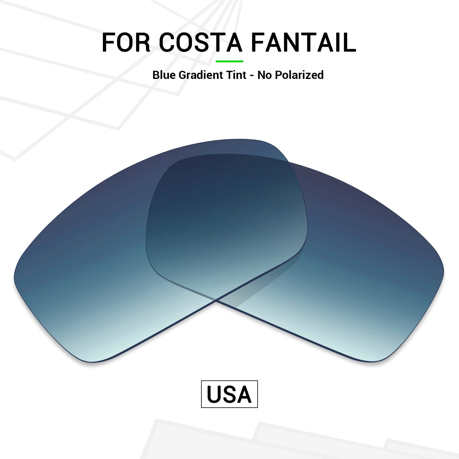 SNARK Поляризованные линзы для Costa Del Mar Fantail Blue Gradient Tint, Голубой