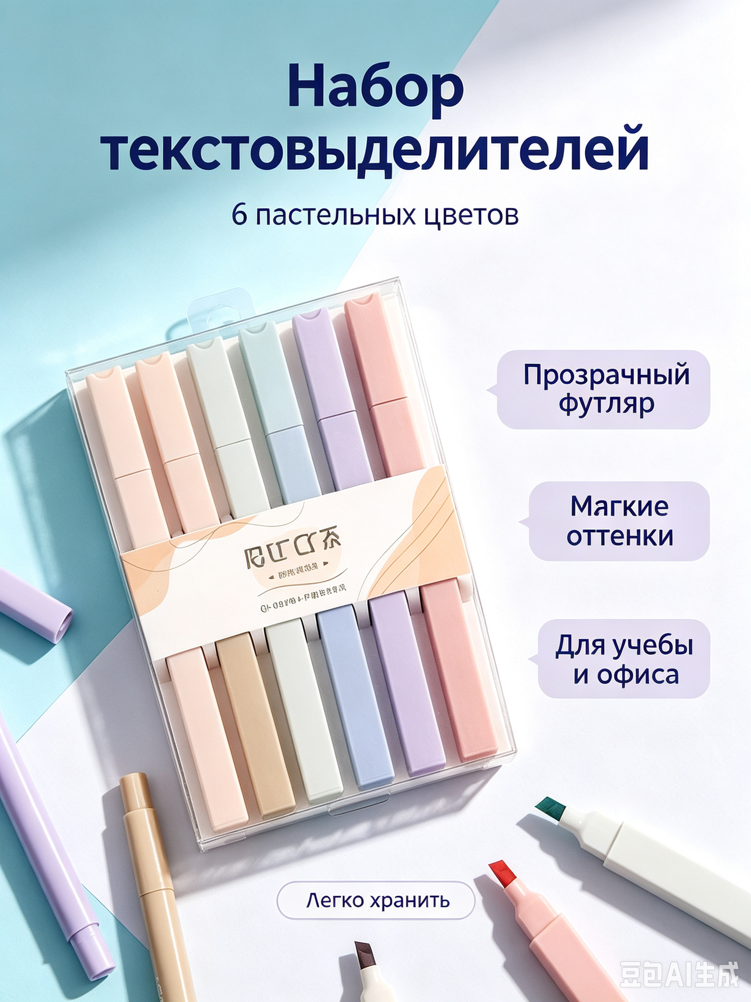 Набор маркеров, водные 6 цветов, для скетчинга и выделения текста, яркое рисование, для школы