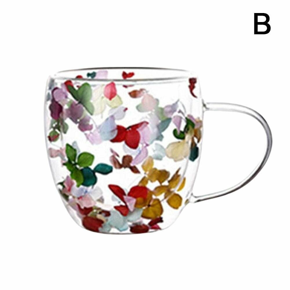 Креативные стеклянные чашки с двойными стенками и наполнителем сухоцветов