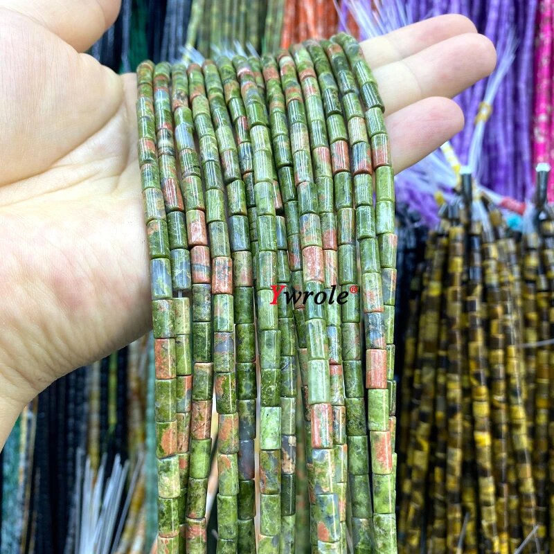 Форма трубки 4x9 мм, натуральный камень, зеленый унакит, свободные бусины-разделители для изготовления ювелирных изделий, серьги «сделай сам», браслеты, подвески, аксессуары