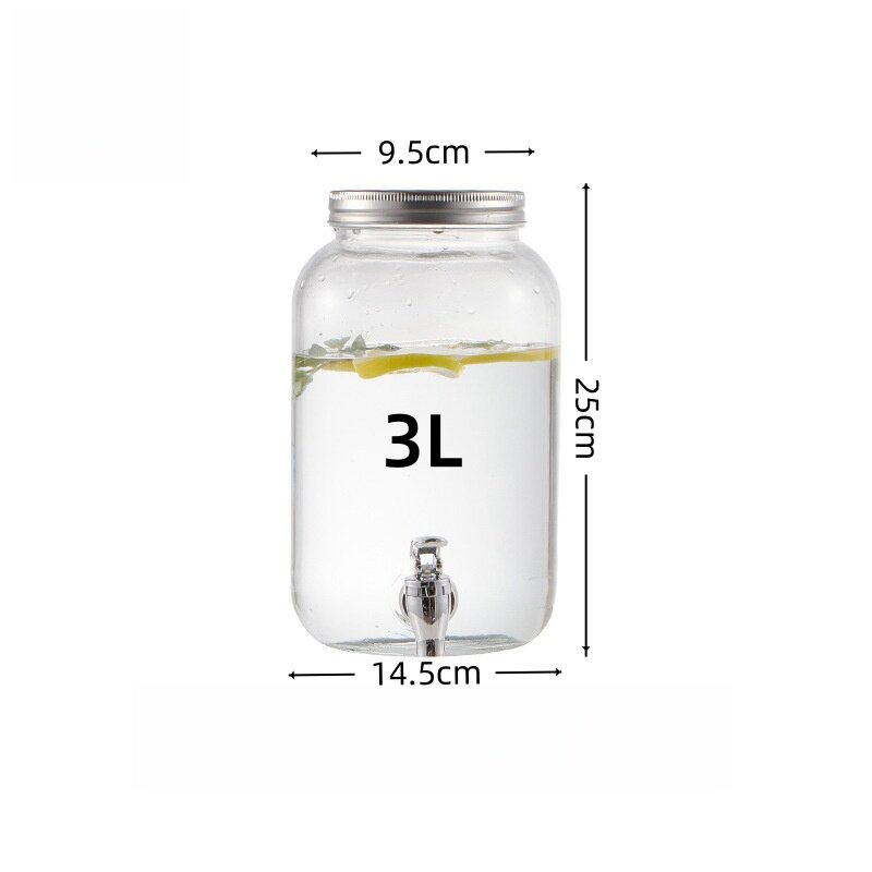 Распределитель для напитков 3 л, стеклянная бачка с краном для дома и на открытом воздухе
