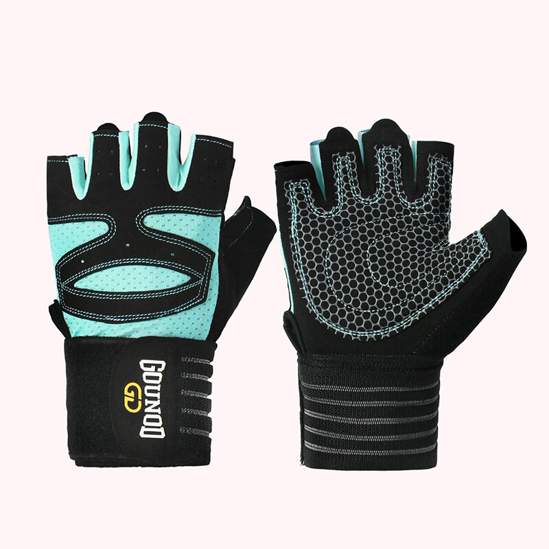 Перчатки GOUNOD Iron Fitness, для фитнеса и штанги, удлиненные, синие