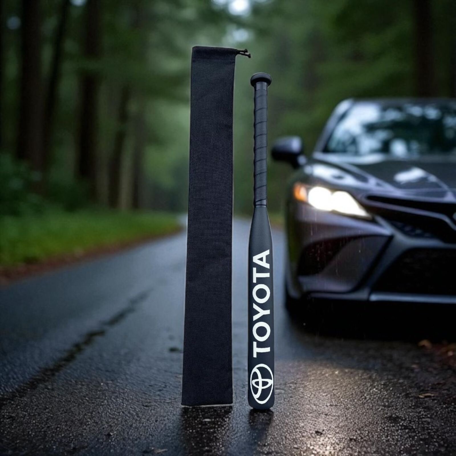 Бита бейсбольная черная с черной рукояткой с логотипом Toyota (Тойота)