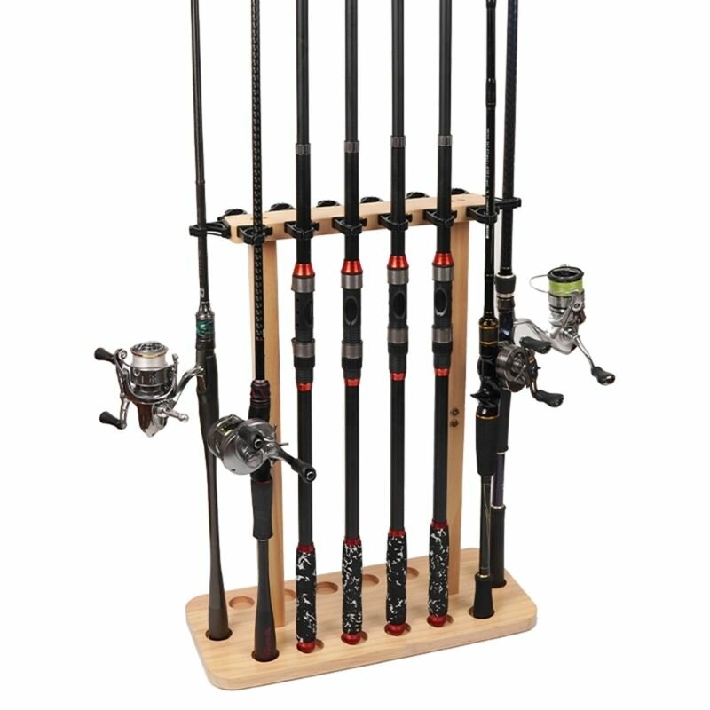 Массив дерева 8 14-позиционный напольный держатель для удочки-бревно-14-позиционный
