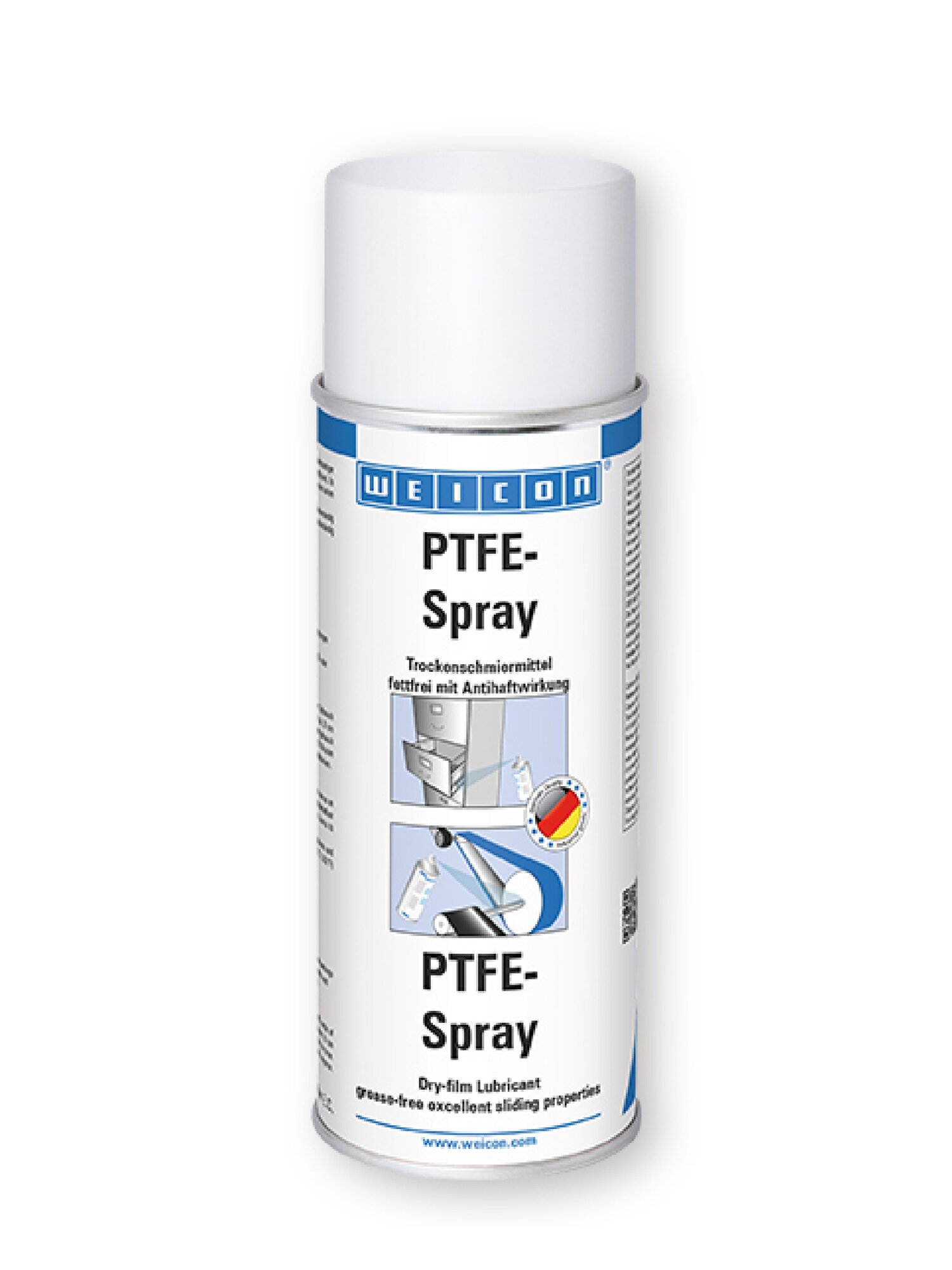 Смазка сухая для использования в запыленных помещениях, тефлоновая, WEICON PTFE Спрей 400 мл