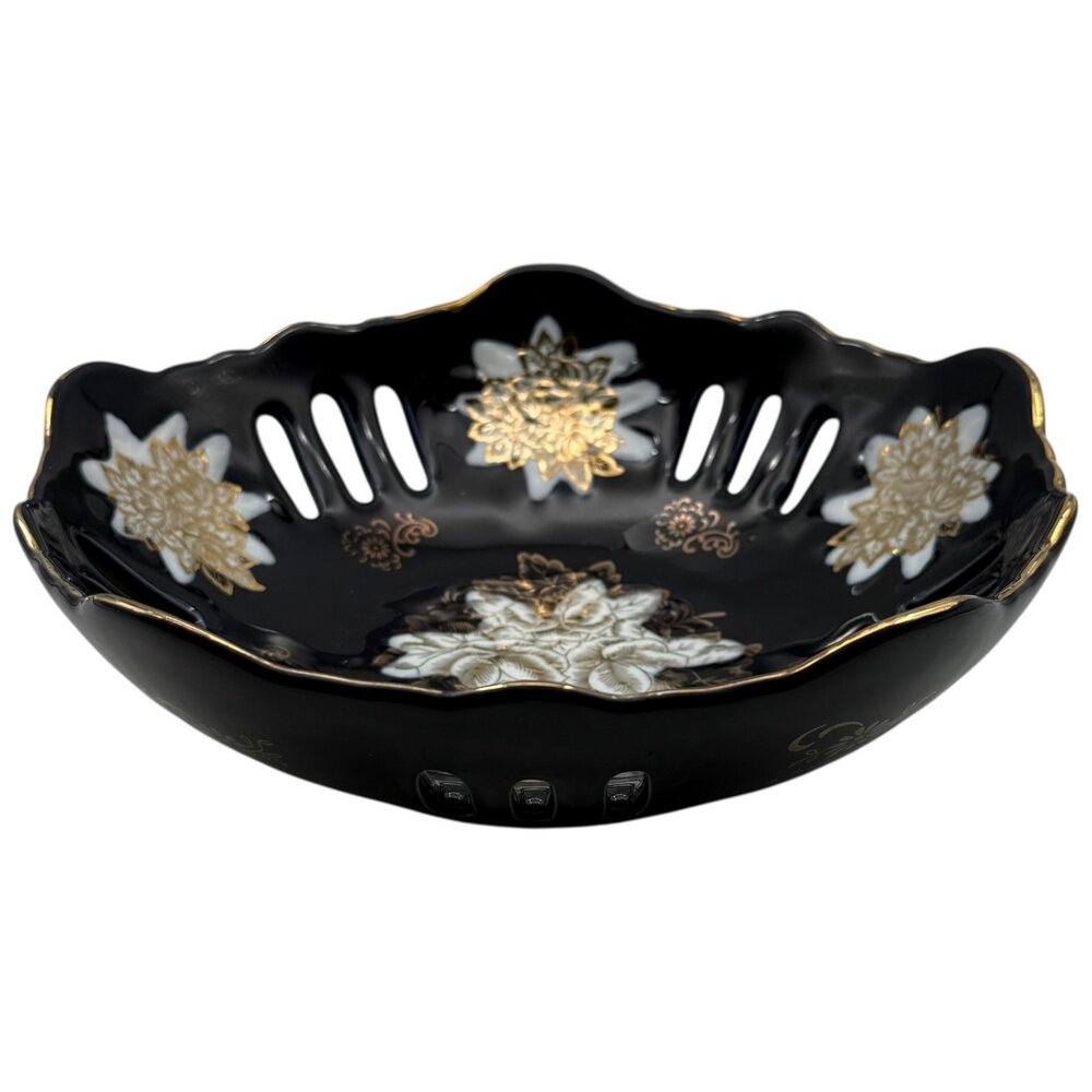 Конфетница Сухарница "Праздничная", 1990-2000 гг, фарфор, кобальт, Турция