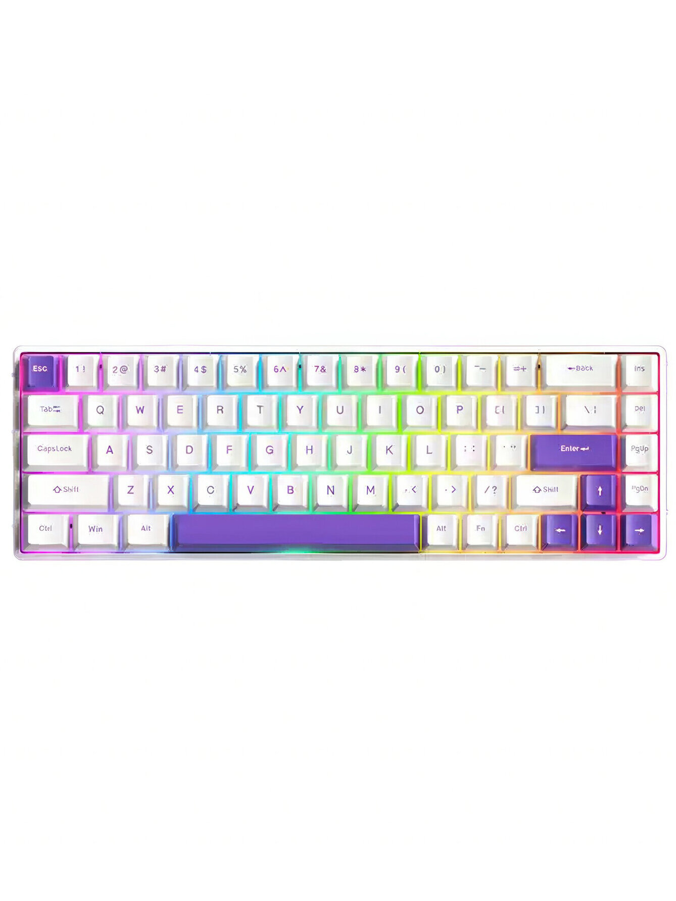 Игровая проводная клавиатура VTER Fighting 68 HE, c подсветкой RGB, 1 ms, белый, фиолетовый