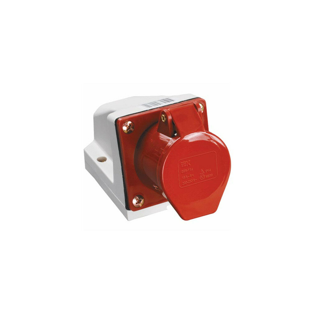 Розетка ИЭК PSR12-016-4, стационарная, 16А, 3р+РЕ, IP44, красная