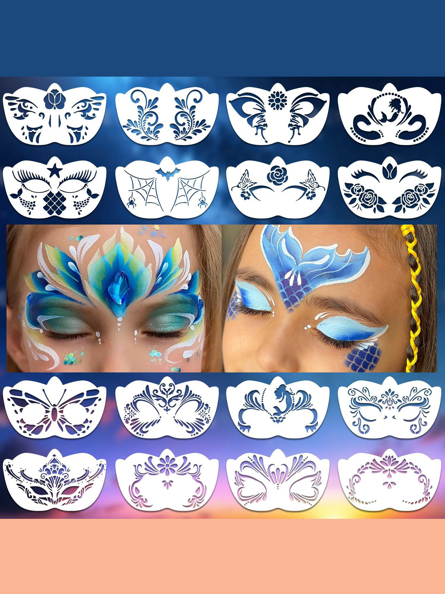 Набор шаблонов для лица DIY "Портреты", ABS-пластик, цвет белый, от 7 лет