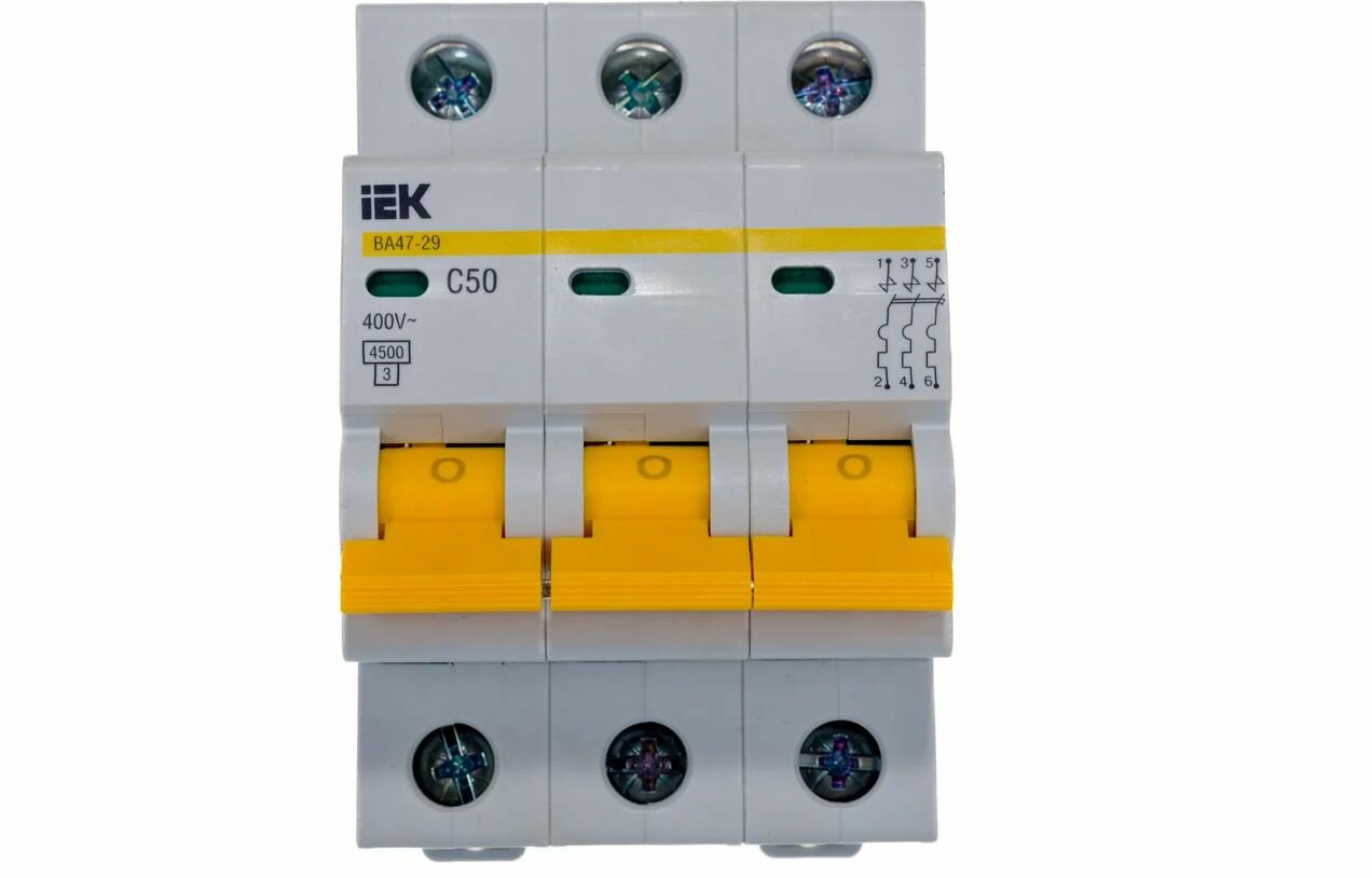 Выключатель автоматический трехполюсный 50А С (IEK) /ВА47-29 4,5кА арт. MVA20-3-050-C/