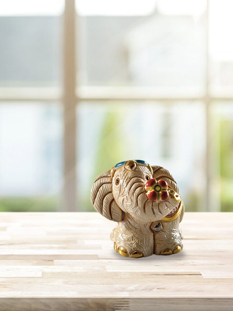 Статуэтка De Rosa "Слон мини", керамика, ручная работа, разноцветный дизайн h=4,5; 5,5х5 см