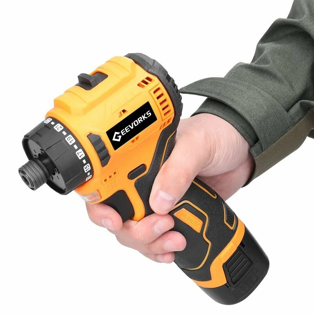 Аккумуляторная отвертка/Электроотвертка/Электрическая отвертка, 16,8 В, 1500 об/мин, 55 Нм, бесщеточный двигатель, 1 литиевая батарея емкостью 1300 мАч