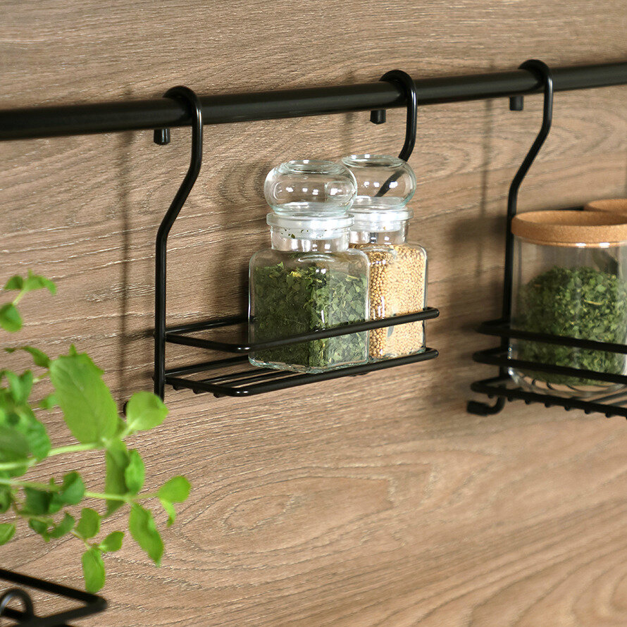 Полка на рейлинг, для специя малая 210x80x195 мм. Черная матовая