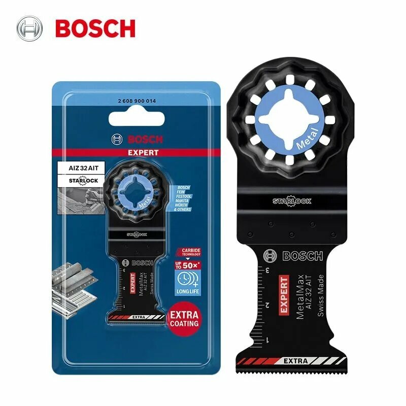 Лезвие для резки дерева и металла Bosch Starlock Expert MetalMax AIZ 32 AIT Карбид для реставратора, Длительный срок службы до 50 раз