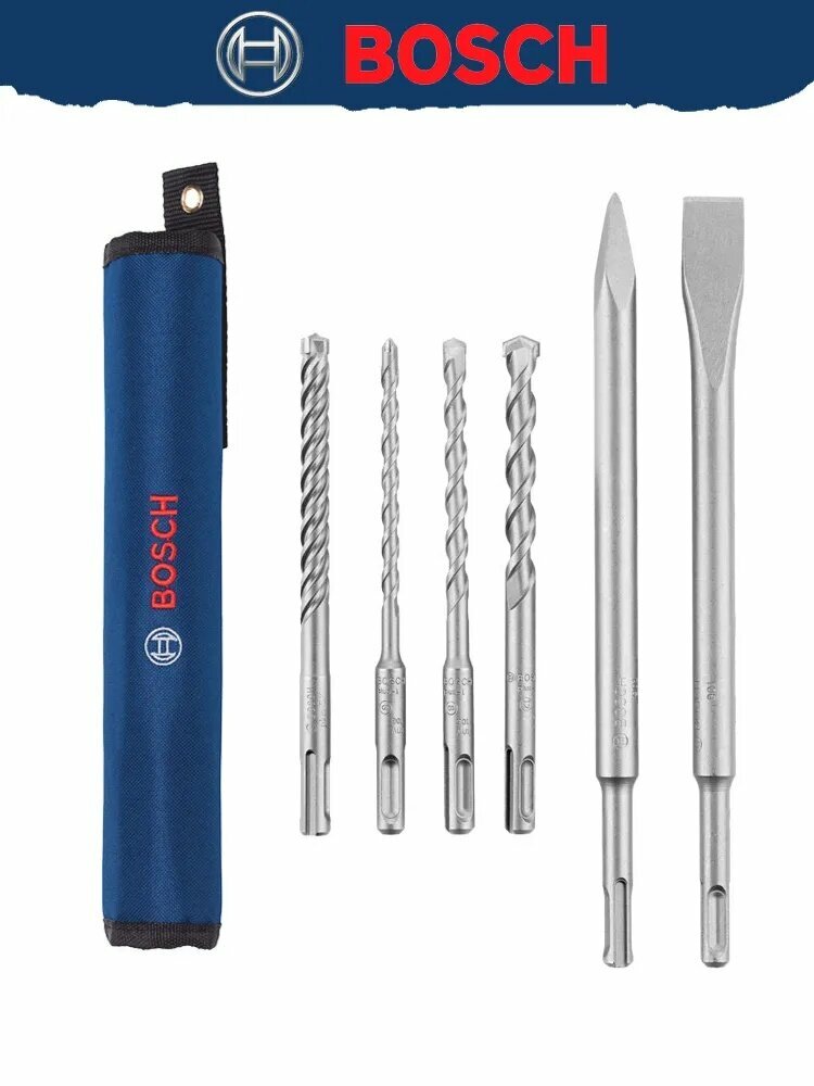 BOSCH 2608579300 SDS-PLUS смешанный набор малых синих роликов с четырьмя отверстиями для каменной кладки, сверла, зубила, аксессуары для инструмента